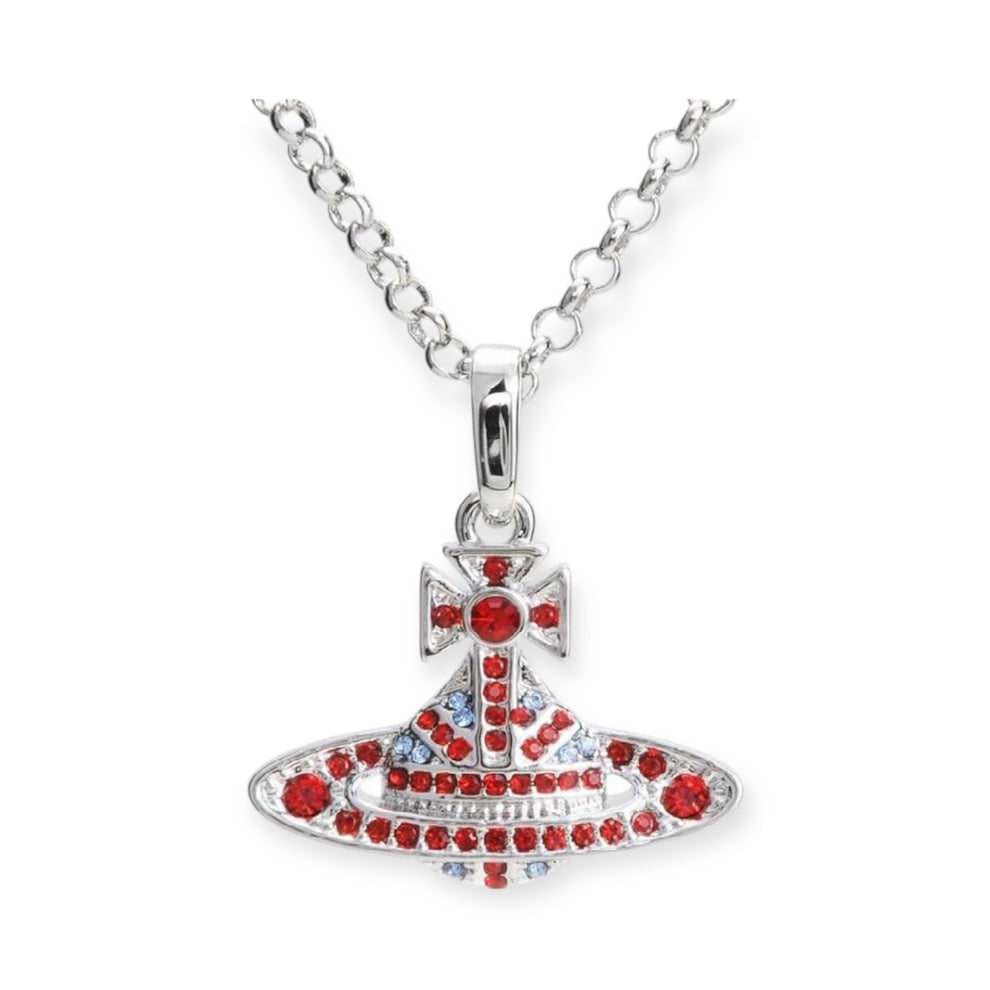Gem Studded Union Jack Orb Pendant Necklace (5 Colors) – nanasjapan